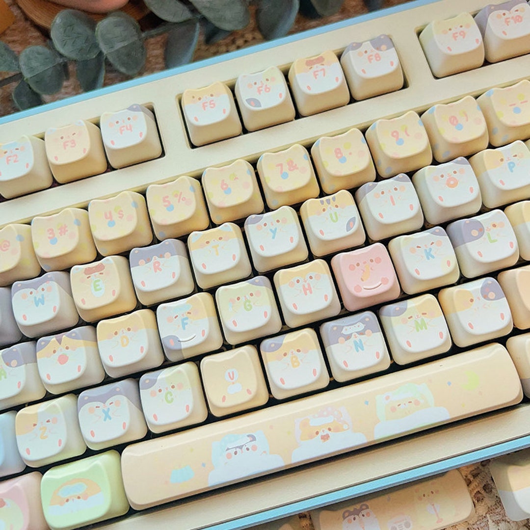 Kawaii Gaming Cutie Hamsters Themed Keycaps PBT 142 Set MAO Profile for ...