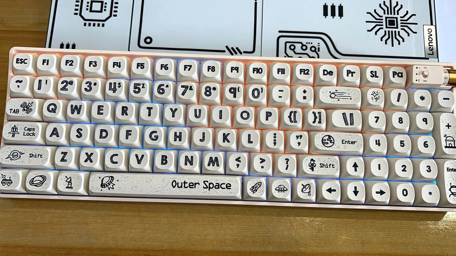 Kawaii Gaming Space Doodle Themed Keycaps PBT 119 Set MA Profile for ...