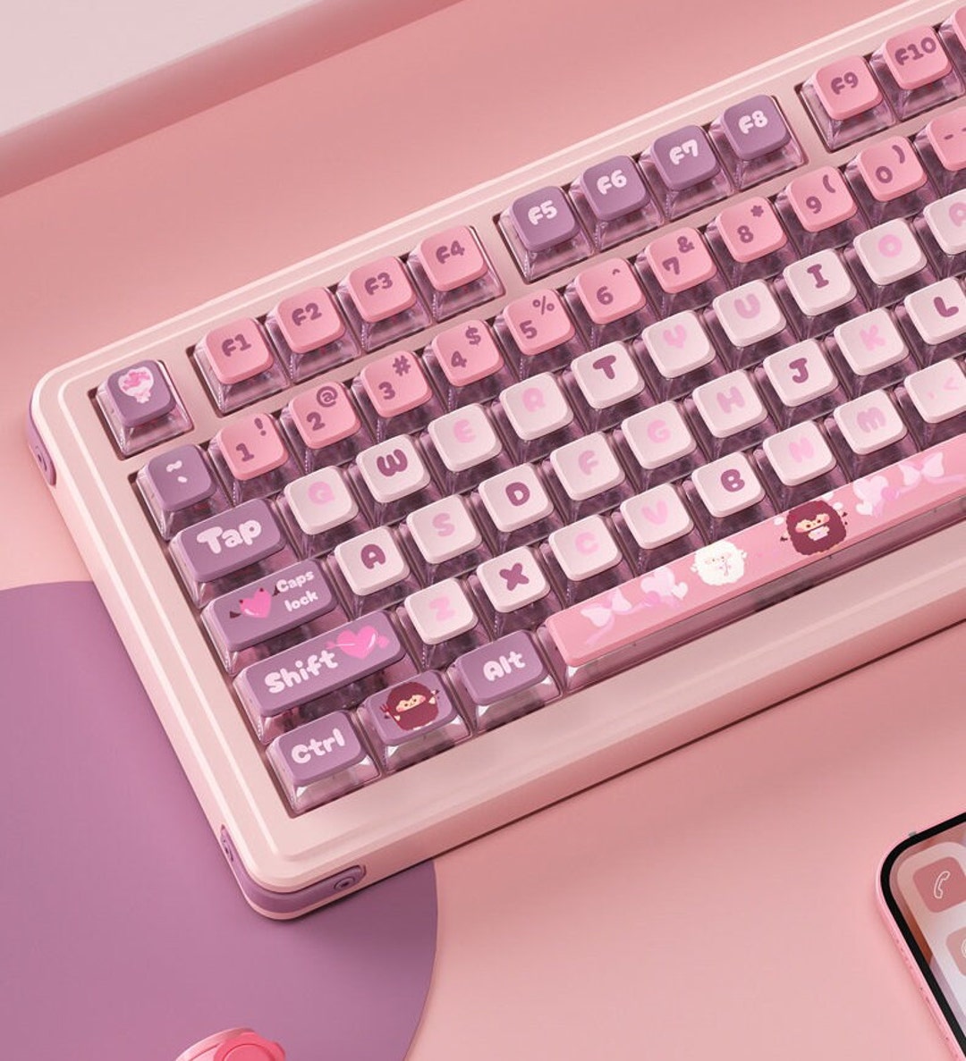 Kawaii Gaming Angel and Devil Sheep Themed Keycaps PBT 119 Set ASA ...
