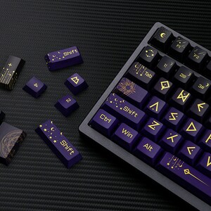 Kawaii Gaming Astrology Starry Night Themed Keycaps PBT 130 Set OEM ...