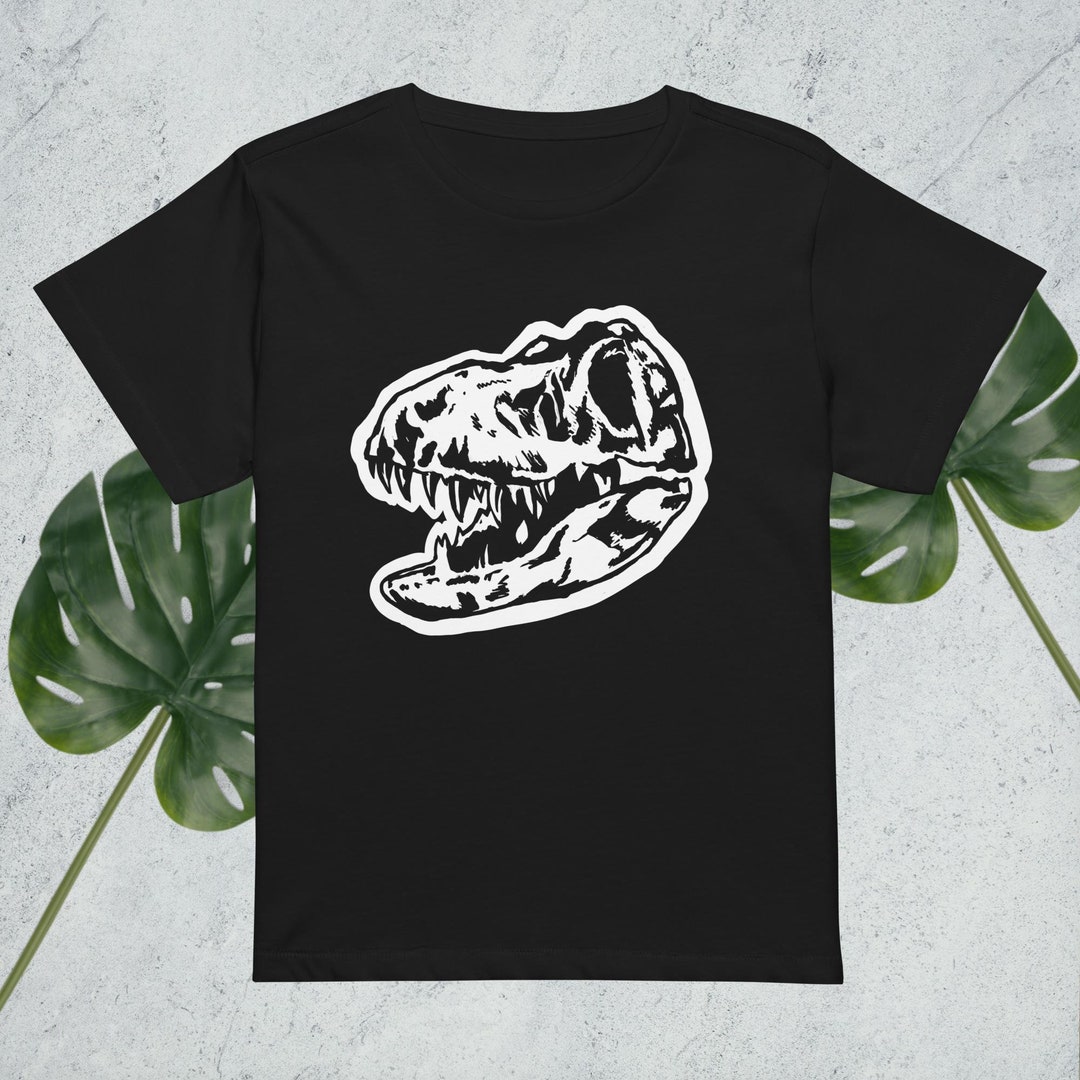 Tyrannosaurus Rex Skull Illustration Womens High-waisted Shirt Fun Dino ...