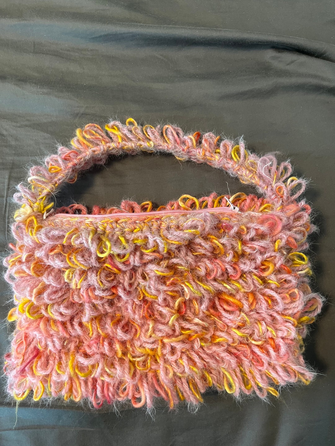 Vibrant Sunset Fuzzy Crochet Bag - Etsy
