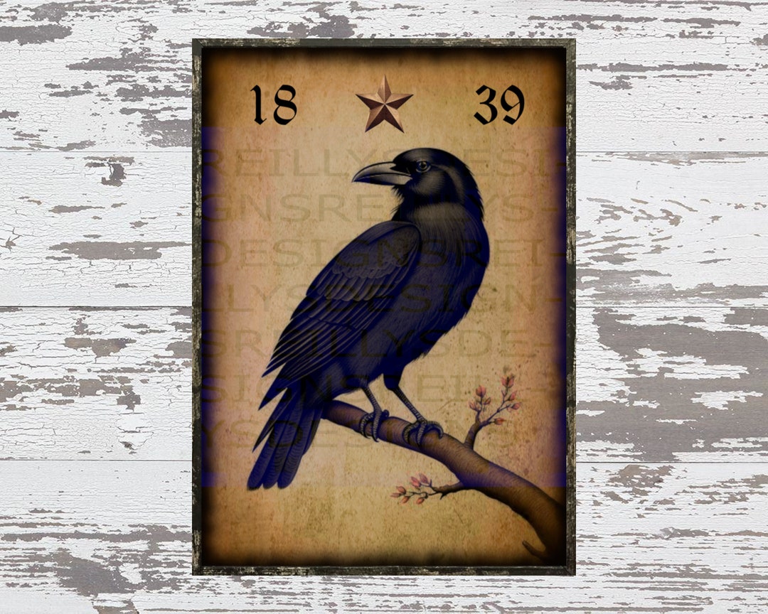 Primitive Rustic Black Crow Decor / Downloadable Art / Crow Prints ...
