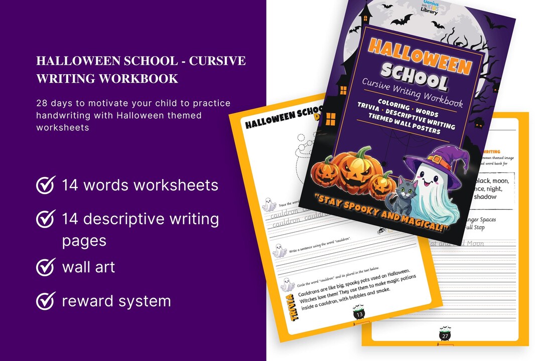 Halloween School - Cursive Writing Workbook. Stay Spooky and Magical ...