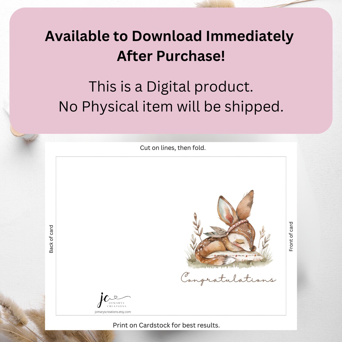 Printable Congratulations Card - Printable Baby Shower Card - Greeting ...