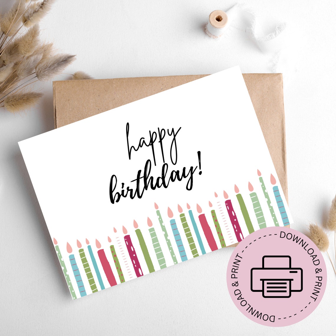 Happy Birthday Card Printable Happy Birthday Card Greeting Card Digital ...