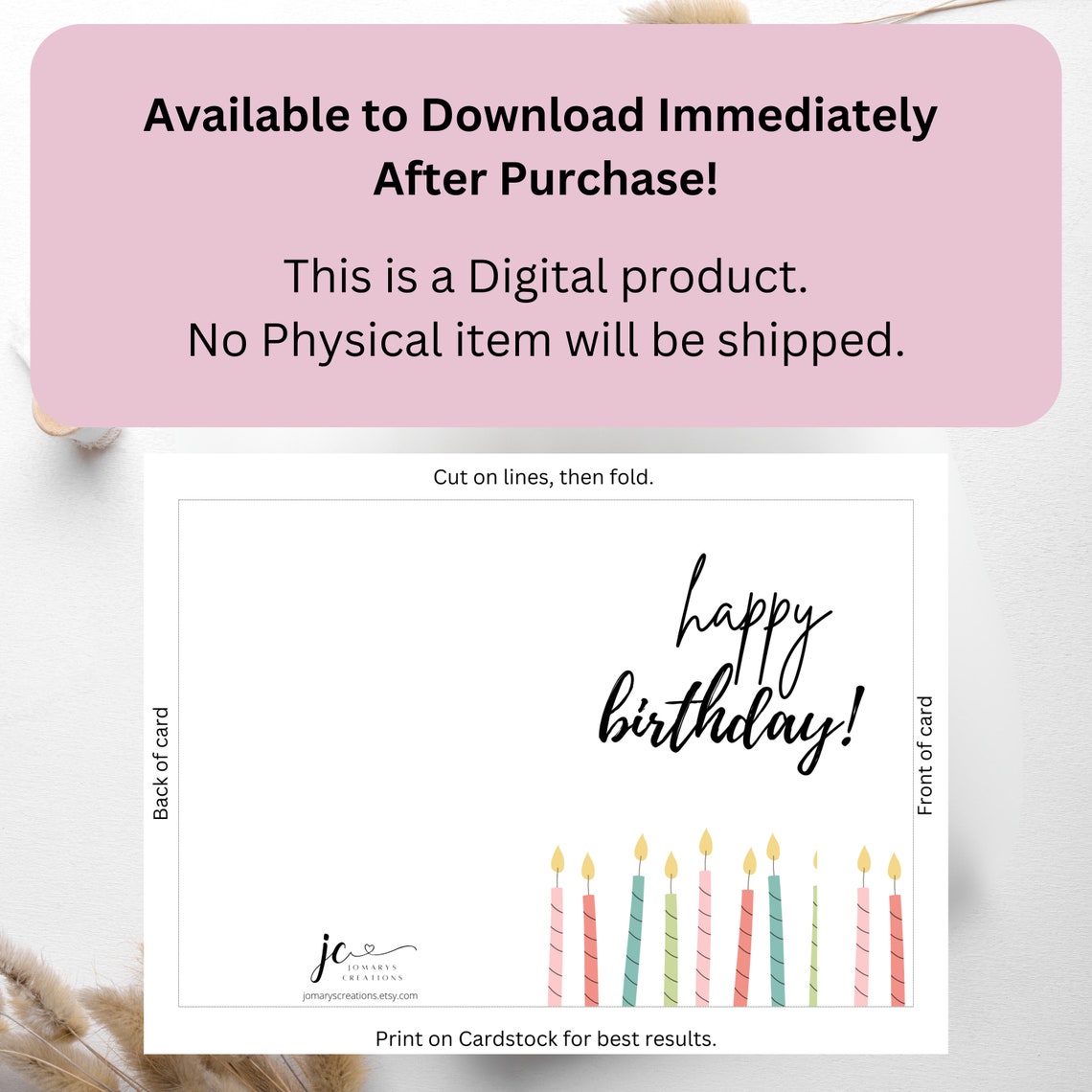 Happy Birthday Card Printable Happy Birthday Card Greeting Card Digital ...