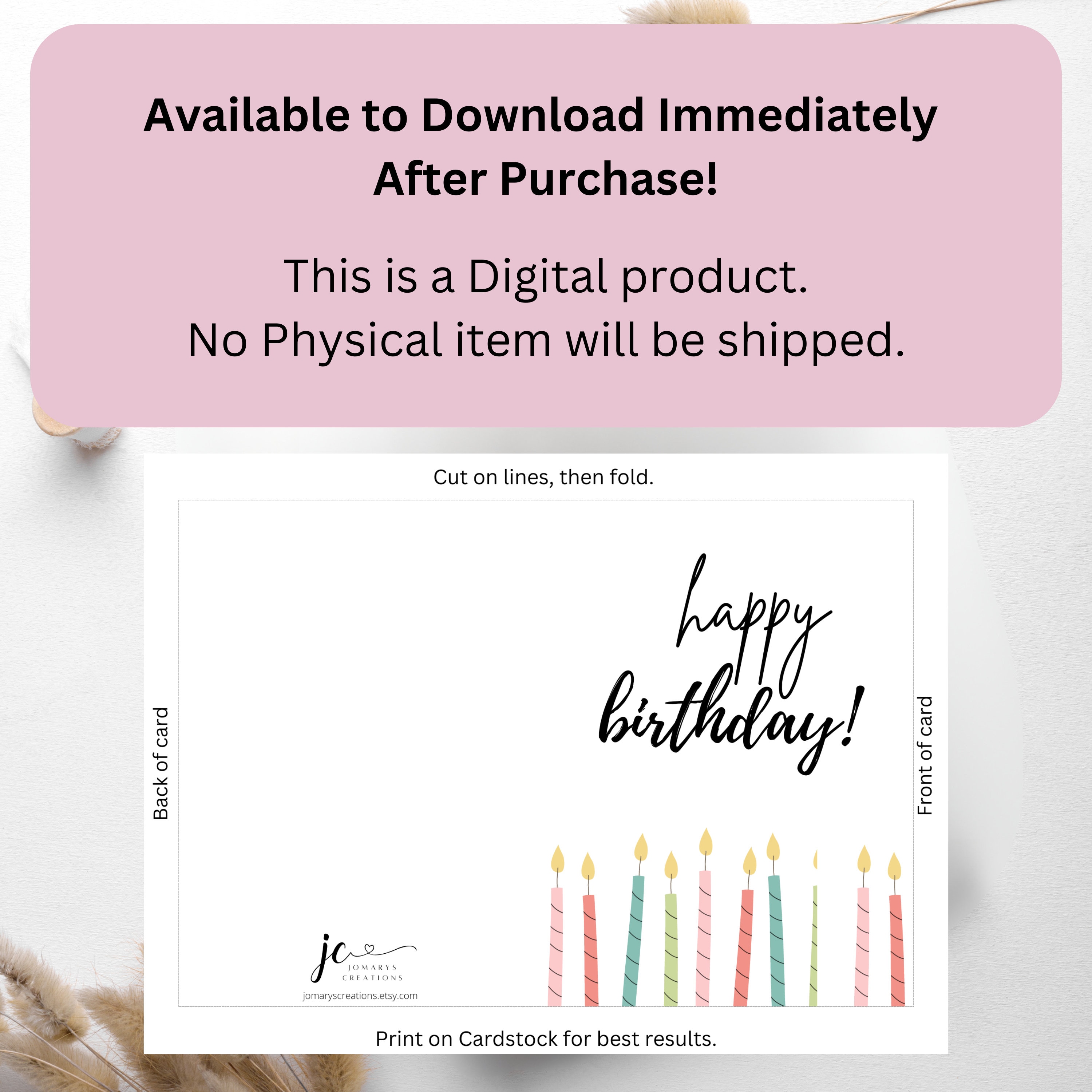Happy Birthday Card - Printable Happy Birthday Card - Greeting Card ...