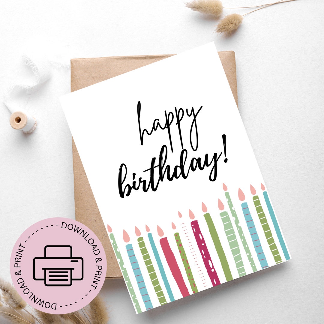 Happy Birthday Card Printable Happy Birthday Card Greeting Card Digital ...