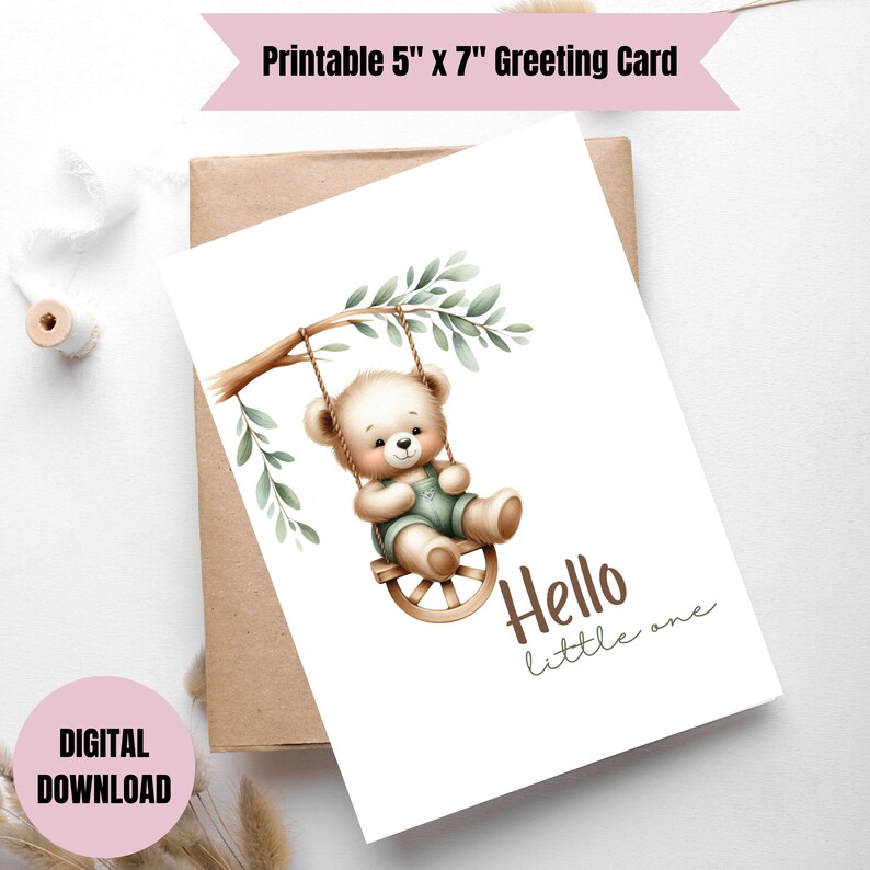 Printable Welcome Baby Card Printable Baby Shower Card Greeting Card ...