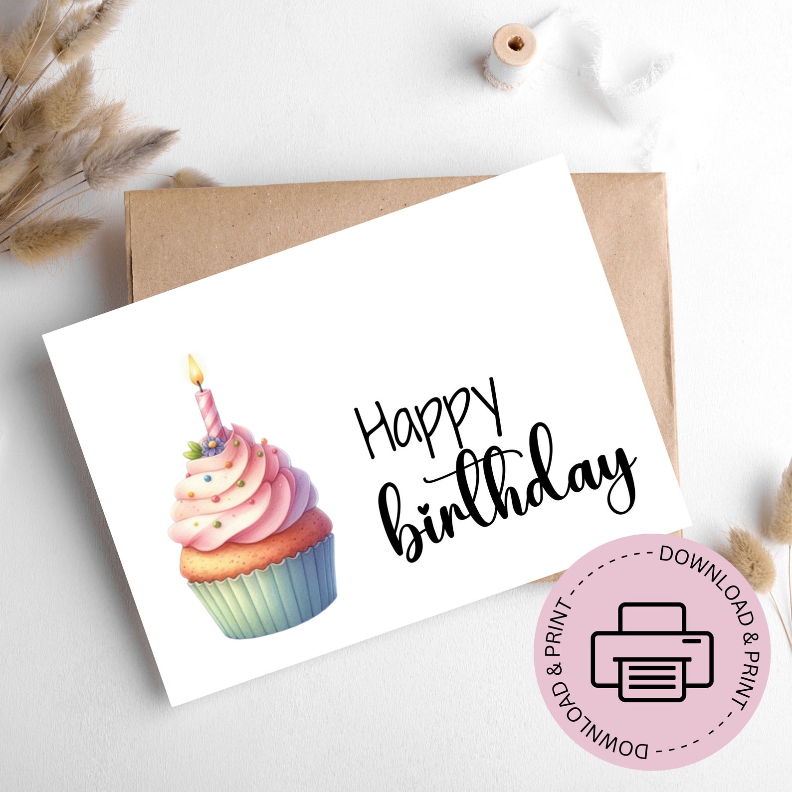 Happy Birthday Card - Printable Happy Birthday Card - Greeting Card ...