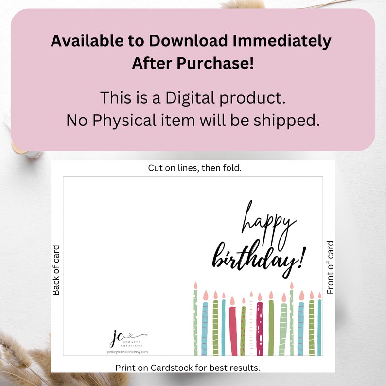 Happy Birthday Card Printable Happy Birthday Card Greeting Card Digital ...