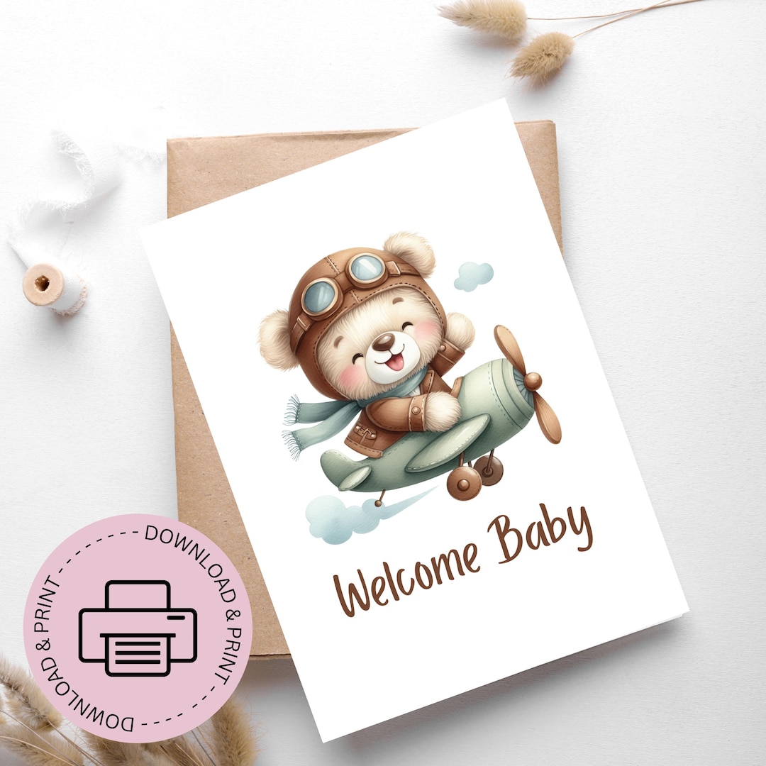 Printable Welcome Baby Card - Printable Baby Shower Card - Greeting ...