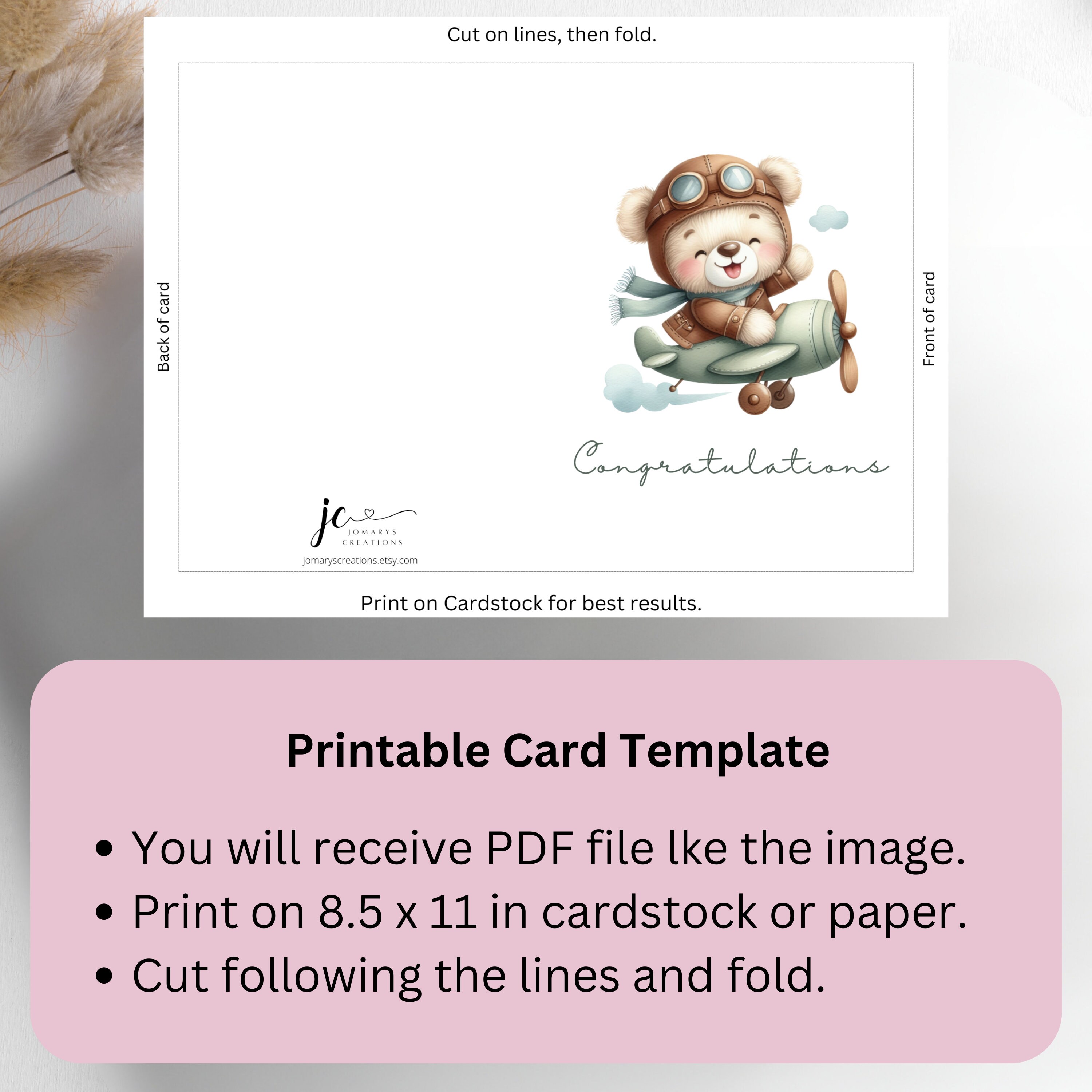 Printable Congratulation Card - Printable Baby Shower Card - Greeting ...