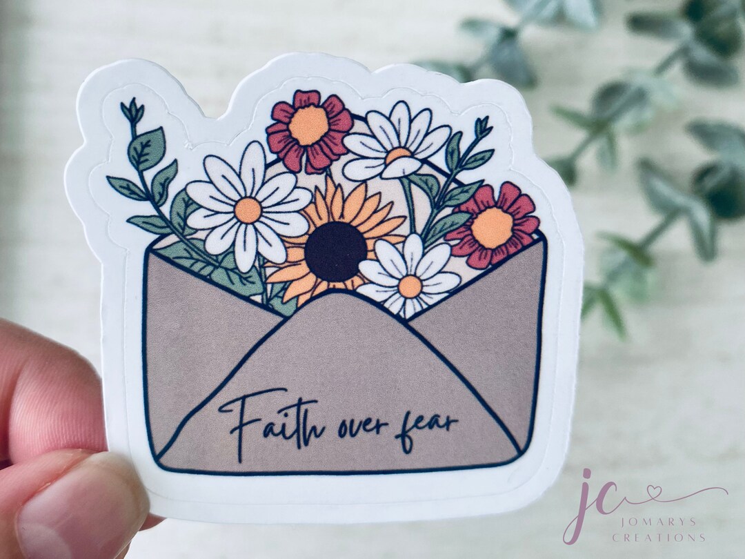 Faith Over Fear Sticker Envelope Sticker Christian Stickers Flower ...