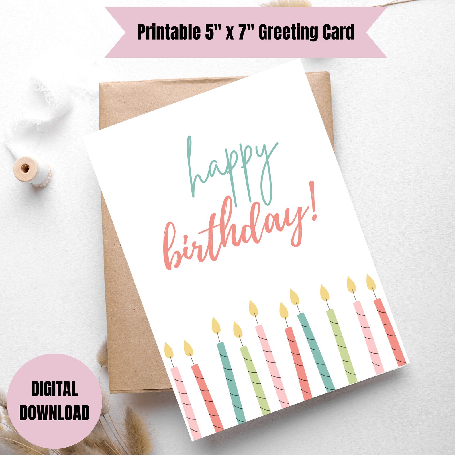Happy Birthday Card Printable Happy Birthday Card Greeting Card Digital ...