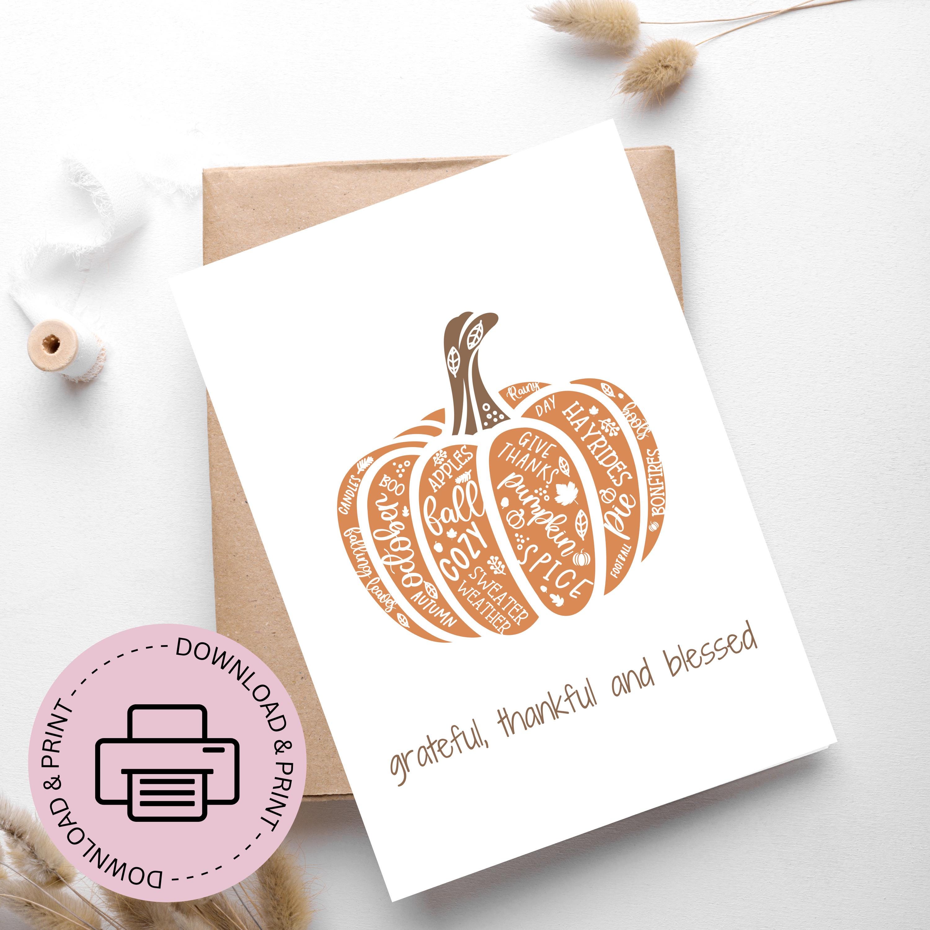 Thanksgiving Card Happy Thanksgiving Give Thanks Greeting Card Pumpkin ...