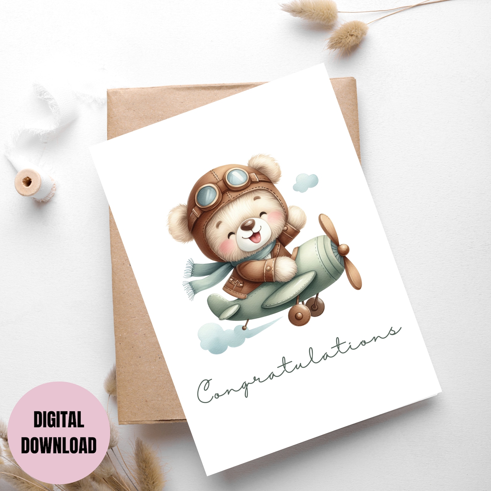 Printable Congratulation Card - Printable Baby Shower Card - Greeting ...