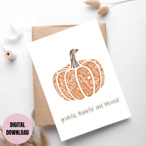 Thanksgiving Card Happy Thanksgiving Give Thanks Greeting Card Pumpkin ...
