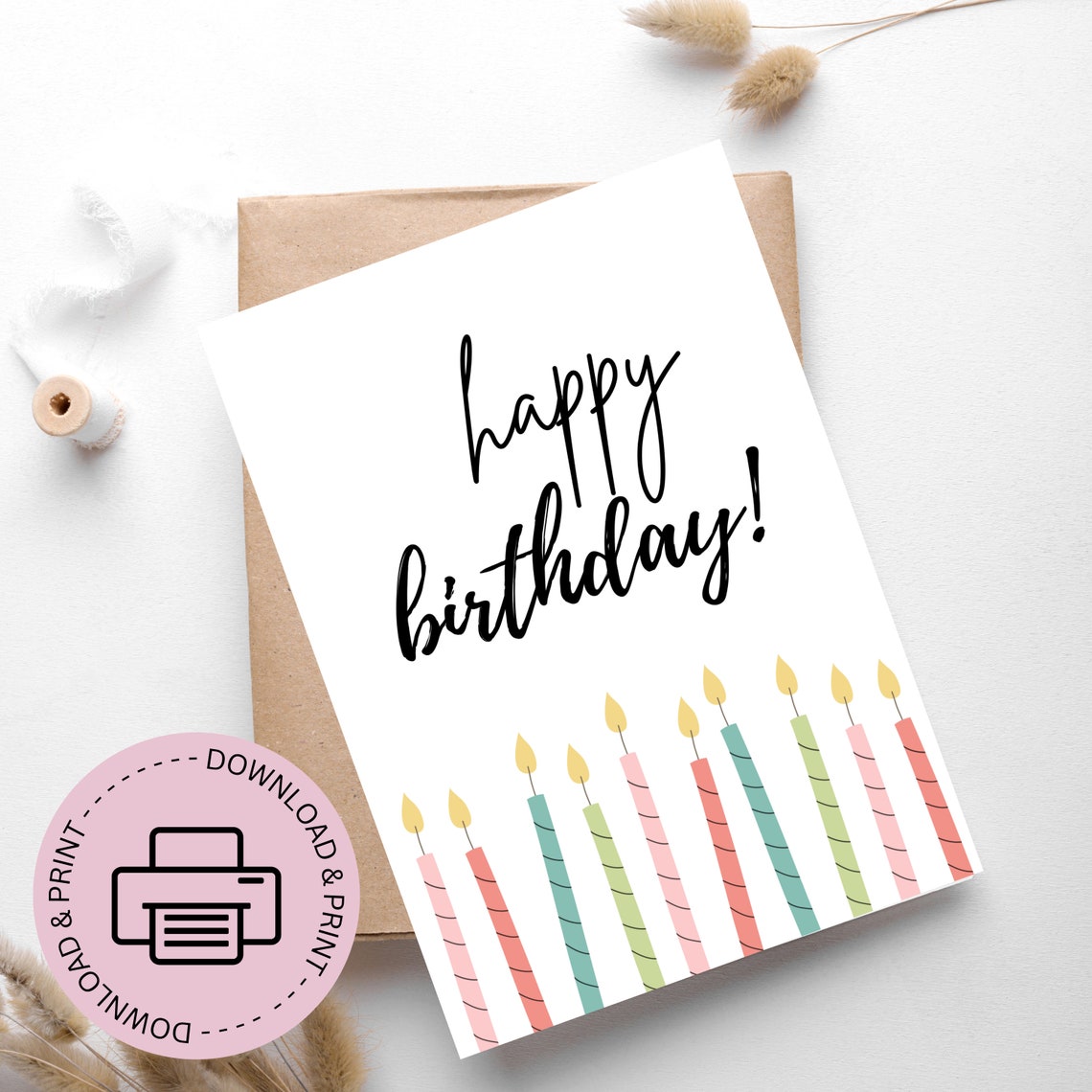Happy Birthday Card Printable Happy Birthday Card Greeting Card Digital ...