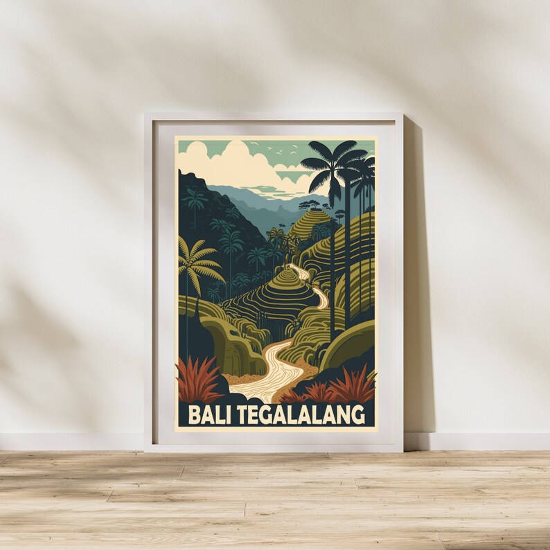 Bali Rice Terrace Print: Mid-century Travel Poster (digital Download ...