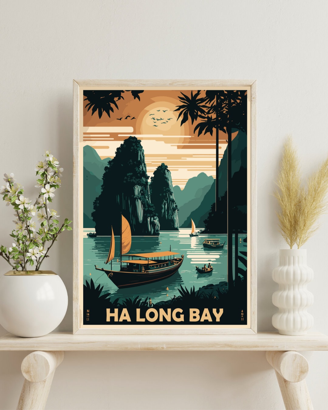 Retro Print Ha Long Bay | Midcentury Poster Vietnam | Digital Print ...