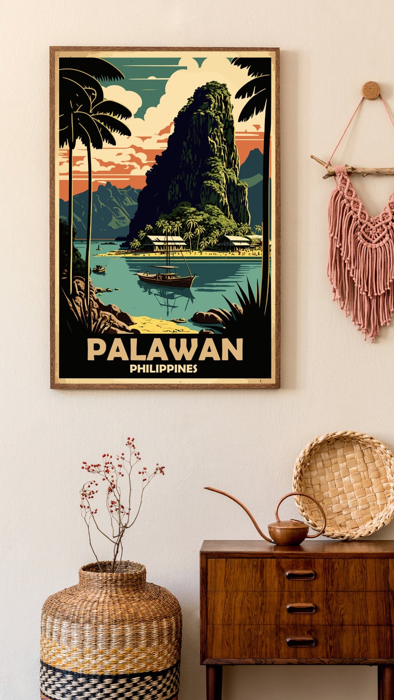 Retro Print Palawan Beach | Midcentury Poster Philippines | Digital ...