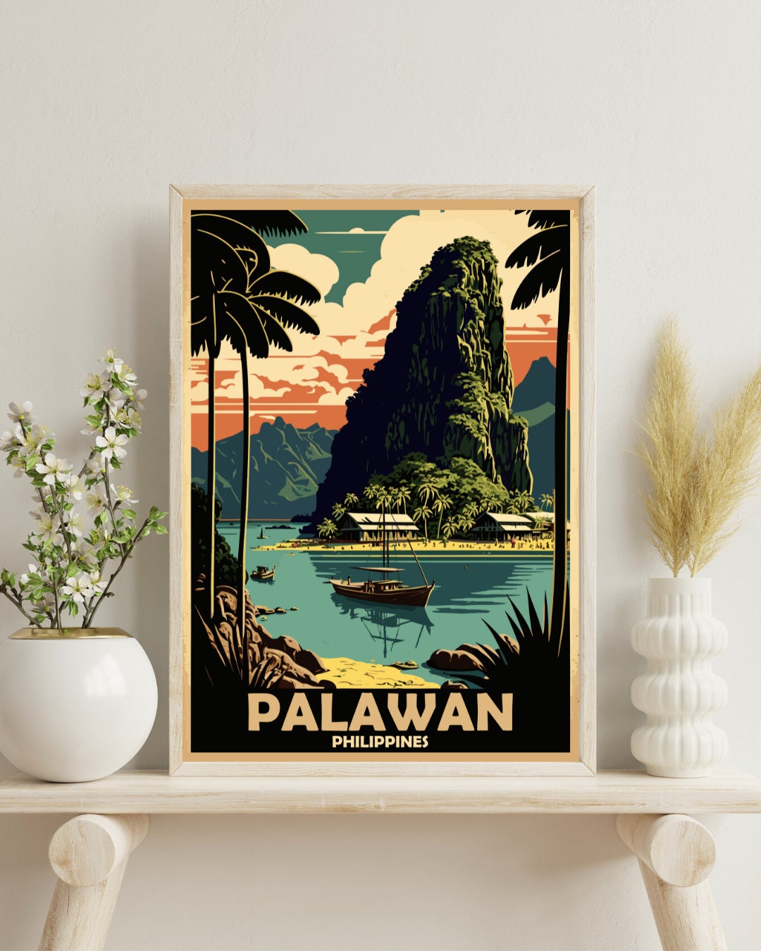 Retro Print Palawan Beach | Midcentury Poster Philippines | Digital ...