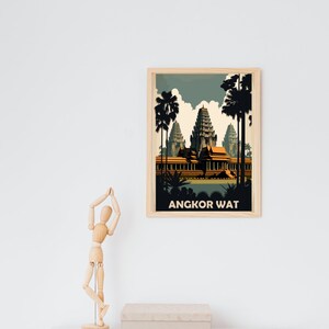 Retro Print Angkor Wat | Midcentury Poster Temple| Digital Print Design ...
