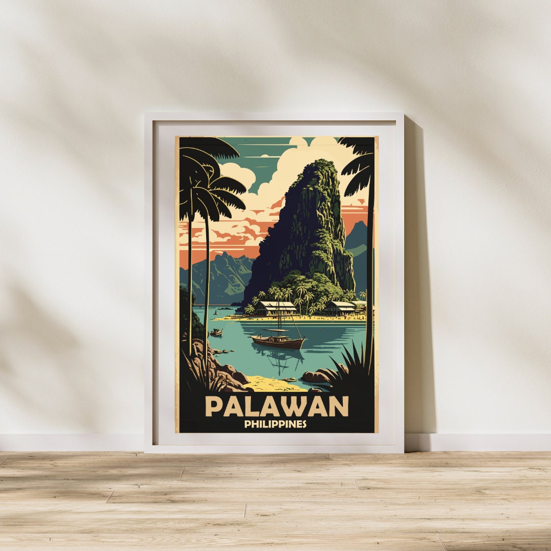 Retro Print Palawan Beach | Midcentury Poster Philippines | Digital ...