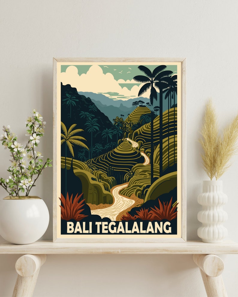 Bali Rice Terrace Print: Mid-century Travel Poster (digital Download ...