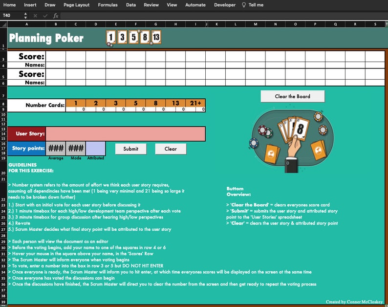 Planning Poker for Scrum - Easy-to-use Excel Template - Etsy