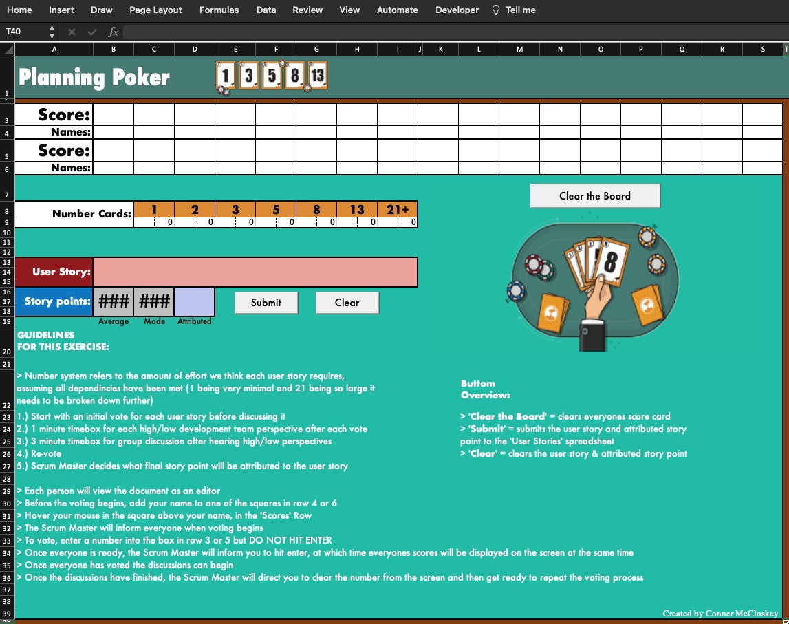Planning Poker for Scrum - Easy-to-use Excel Template - Etsy