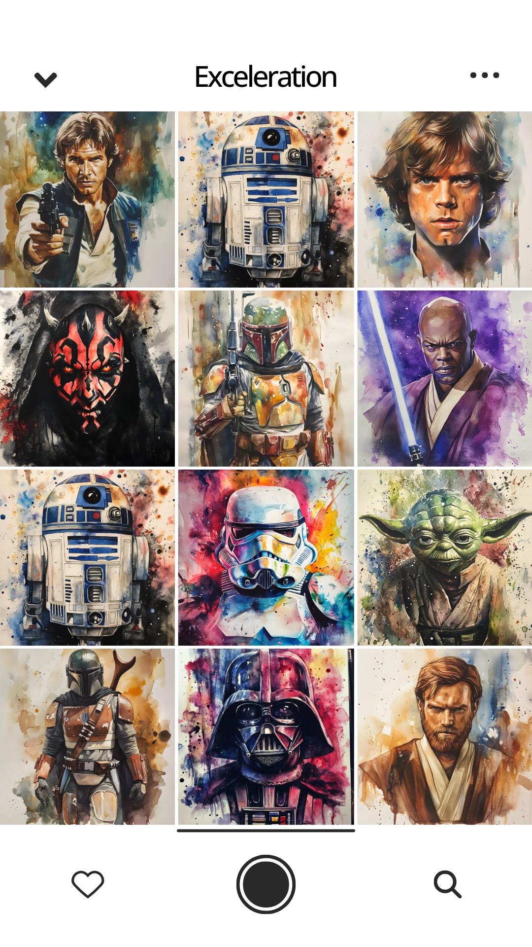 Star Wars Characters | Watercolor Graphics | Set of 12 Prints | Instant ...