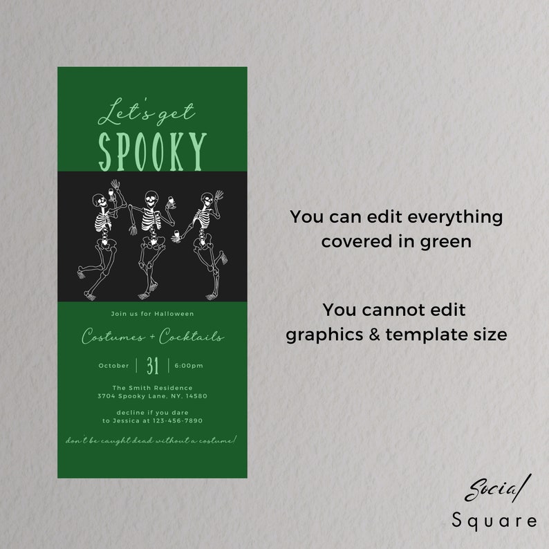 Halloween Disco Party Digital Invitation, Let's Get Spooky Skeleton ...