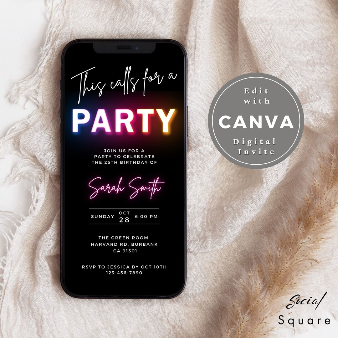 Neon Light Birthday Invitation This Calls for a Party Glow - Etsy