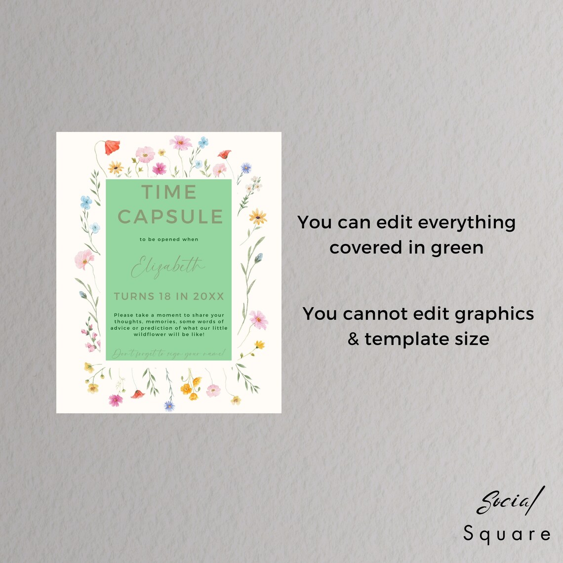 Wildflower Time Capsule Sign, Girl's First Birthday Party Sign, Floral ...