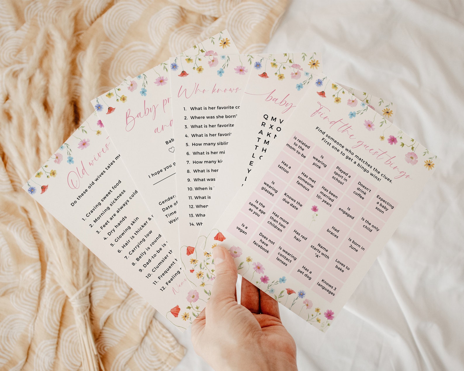 Baby Shower Game Bundle, Wildflower Baby in Bloom Floral Games Pack ...