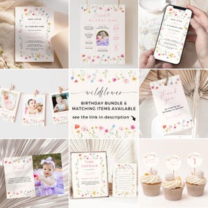 Wildflower First Birthday Welcome Sign: Editable Garden Party Poster ...