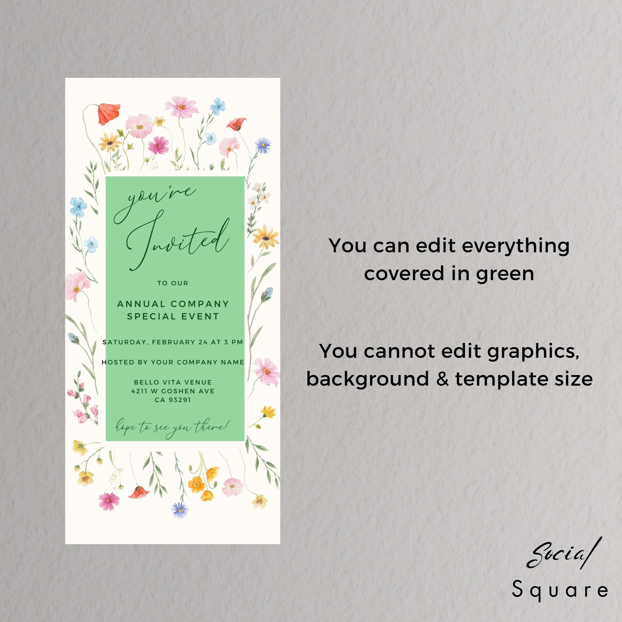 Minimal Business Invitation, Floral Invite, Happy Hour Meeting ...