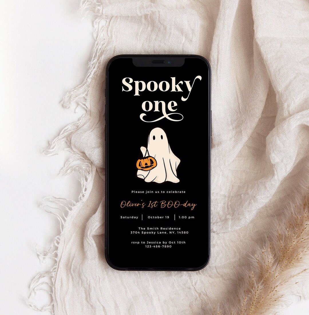 Spooky One Boy 1st Birthday Digital Invitation, Halloween First ...