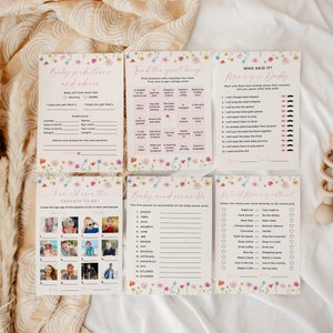 Baby Shower Game Bundle, Wildflower Baby in Bloom Floral Games Pack ...