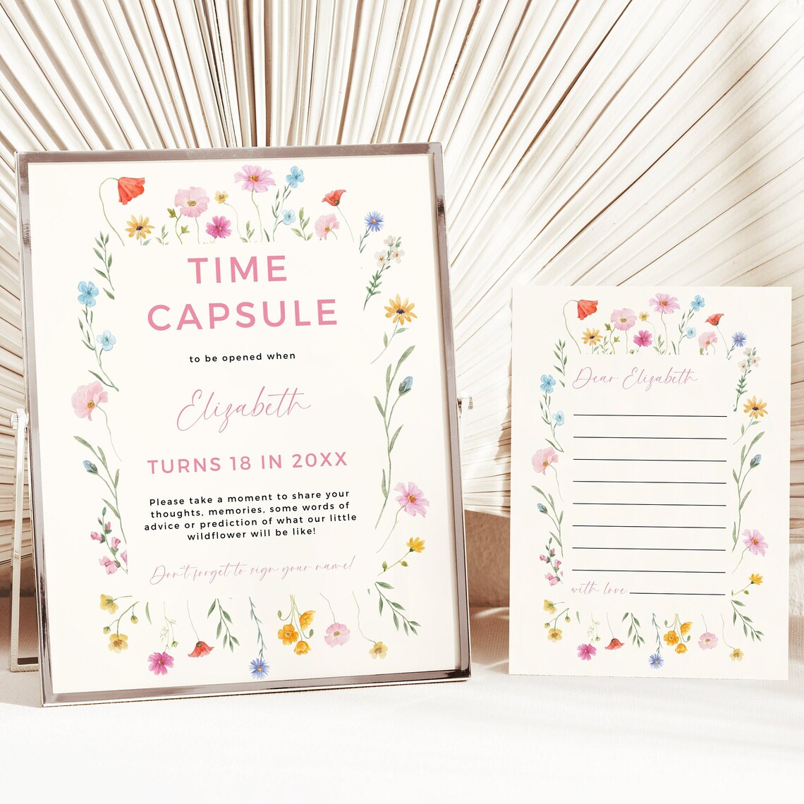 Wildflower Time Capsule Sign, Girl's First Birthday Party Sign, Floral ...