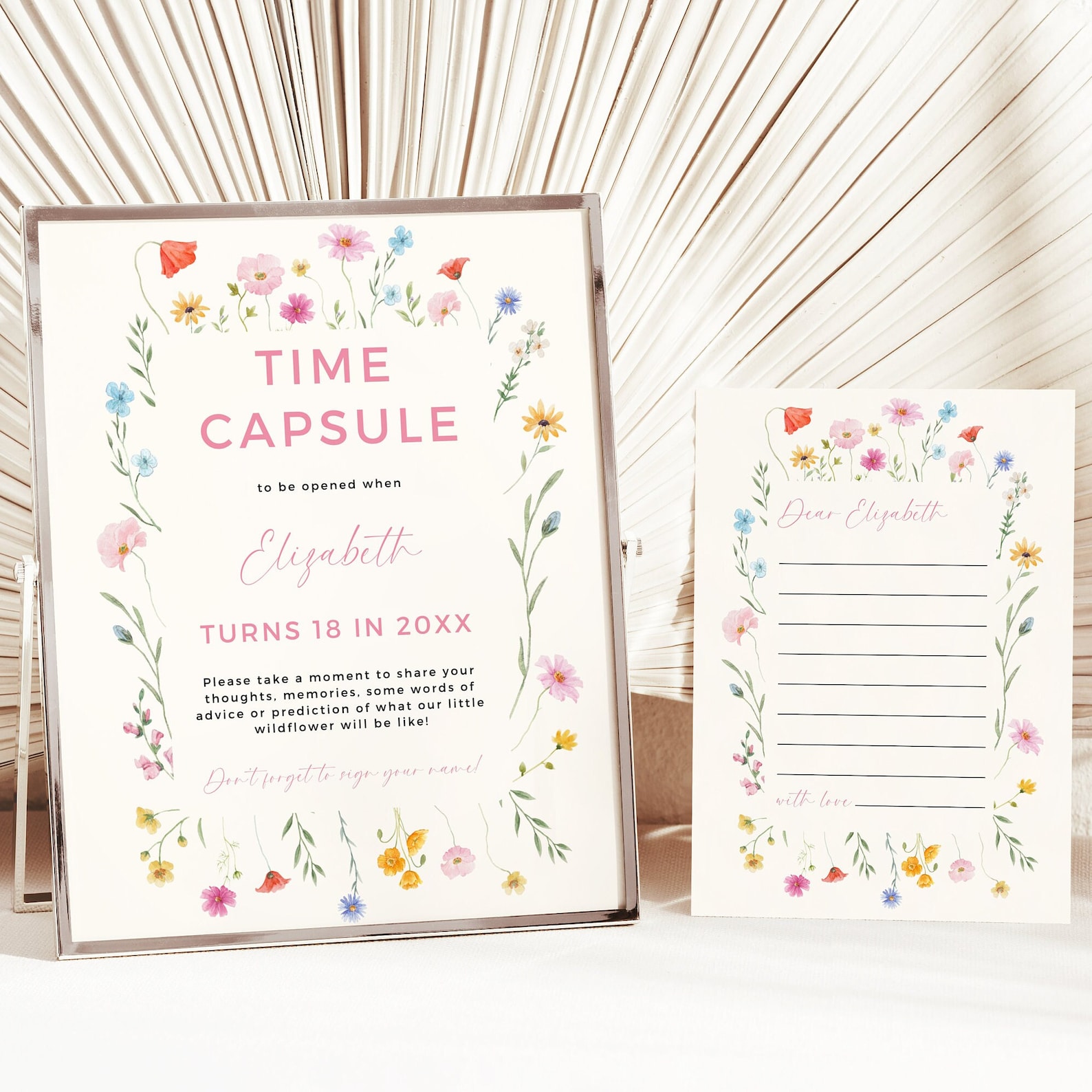Wildflower Time Capsule Sign, Girl's First Birthday Party Sign, Floral ...