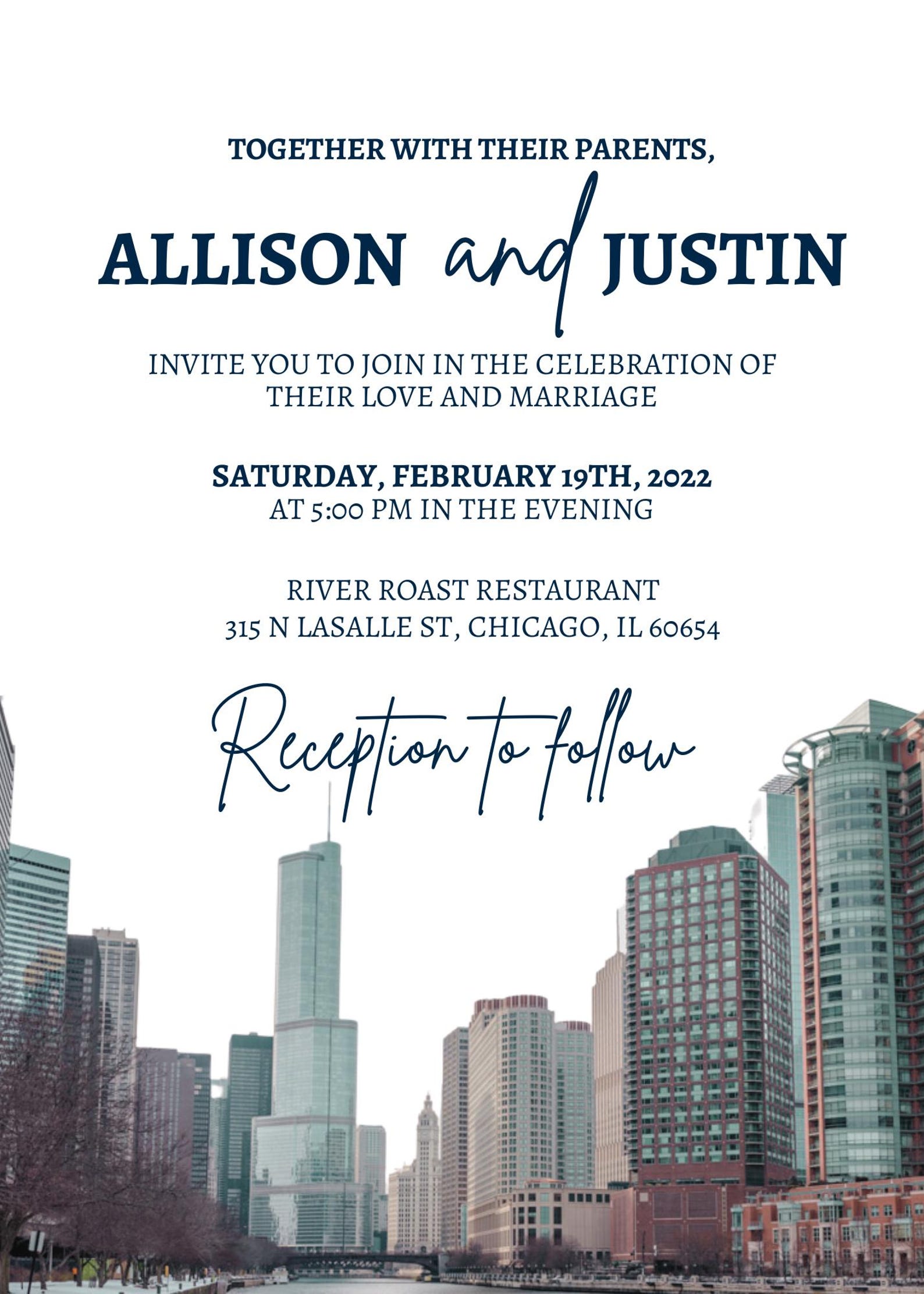 Chicago Wedding Invitation - Etsy