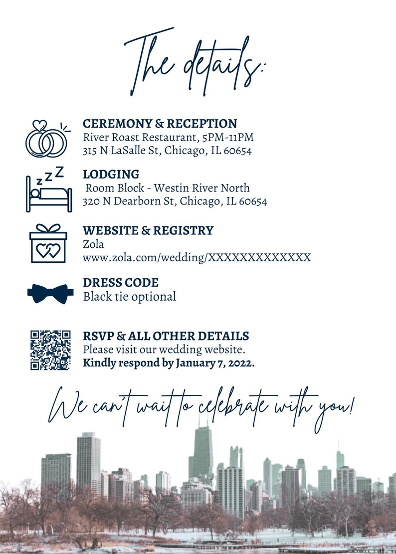 Chicago Wedding Invitation - Etsy
