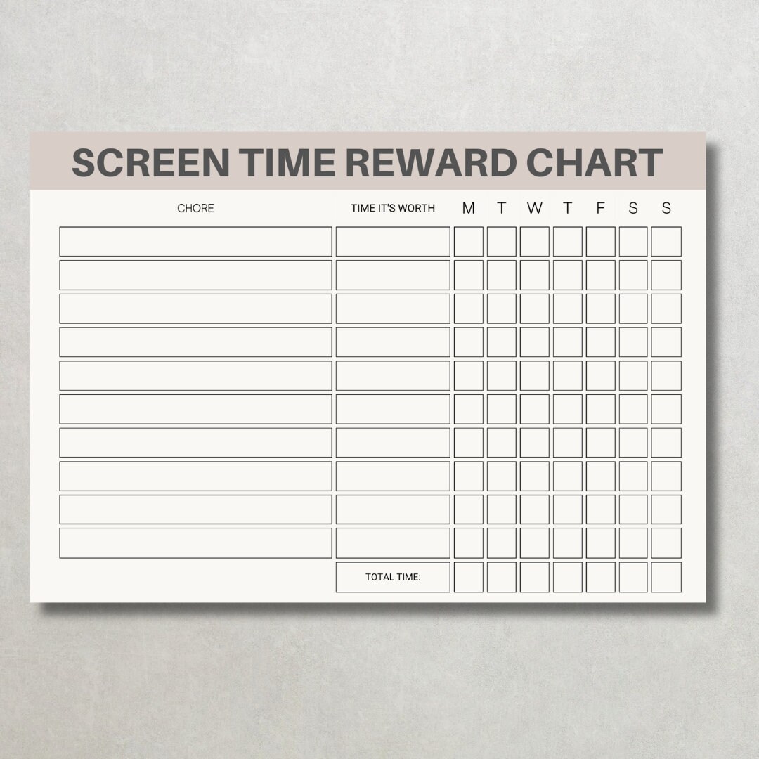 Screen Time Reward Chart // Chore // Home Organization // Kid's ...