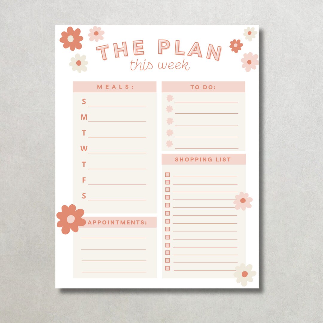 Weekly Plan Schedule Grocery List Planner // Home Organization ...