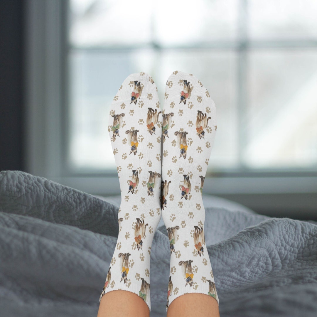 Siamese Cat Novelty Socks, Cute Siamese Face Socks Gift for Cat Dad ...