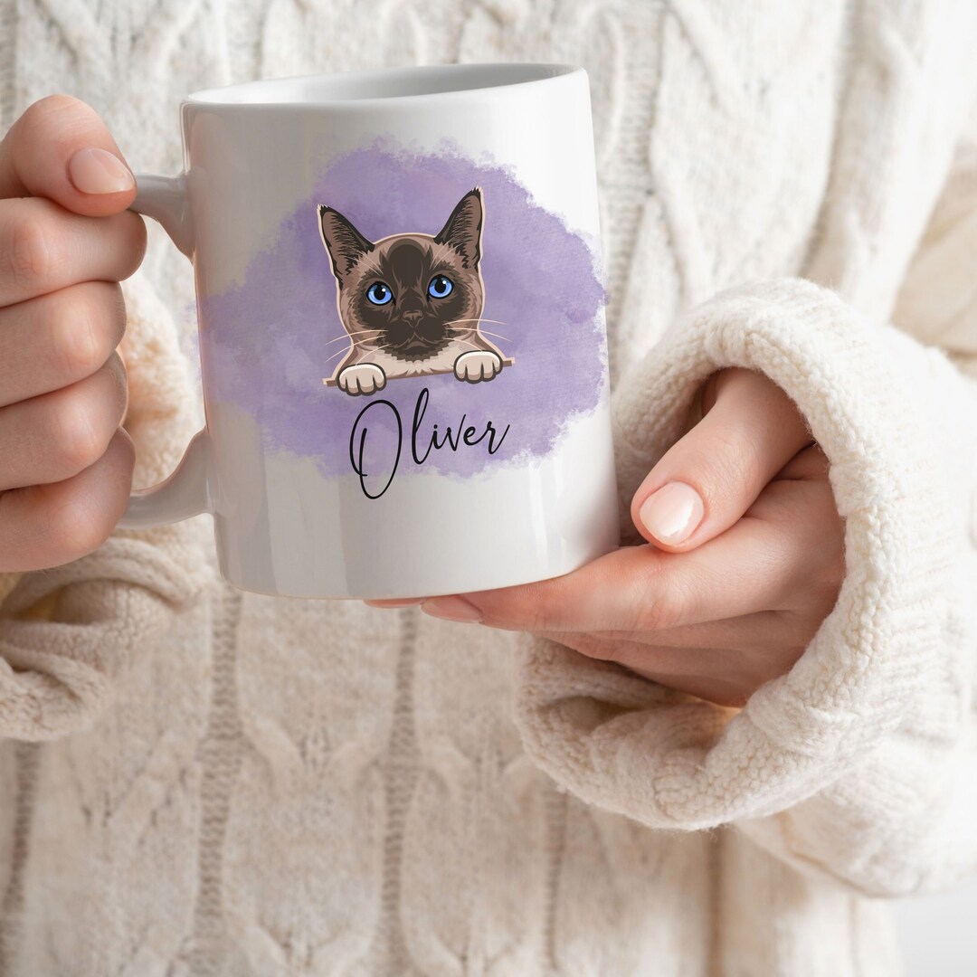 Custom Siamese Cat Mug,cat Mom Mug,custom Face Mug Photo,gift for Cat ...
